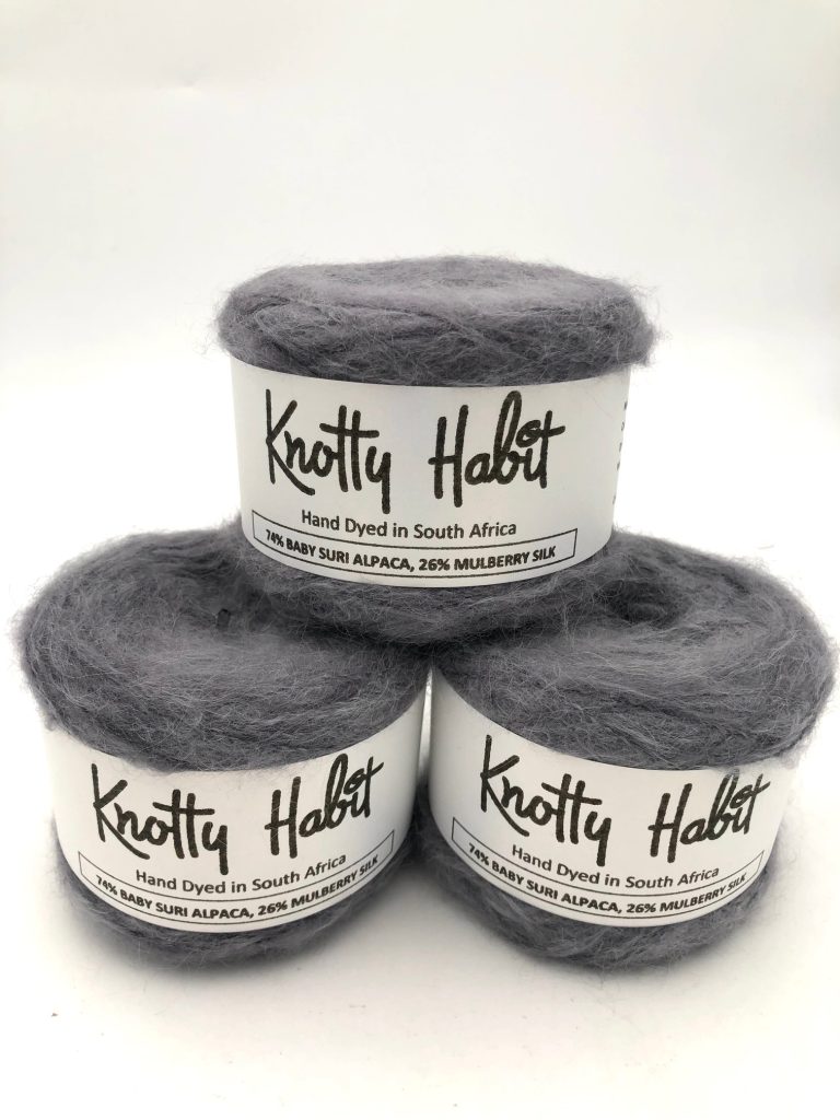Charcoal – Brushed Suri Alpaca/Silk 50g – 74% Baby Suri Alpaca, 26% ...